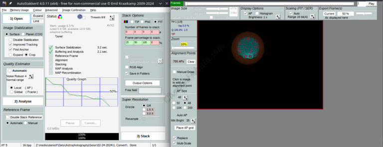 AutoStakkert! Stacking to Create Sharper Solar Images - Chaotic Nebula