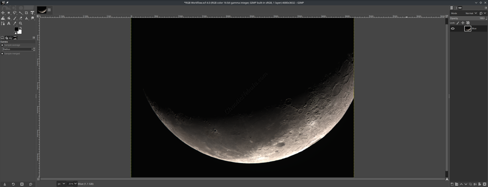 How to Combine RGB Layers in GIMP for Lunar Astrophotography - Chaotic Nebula